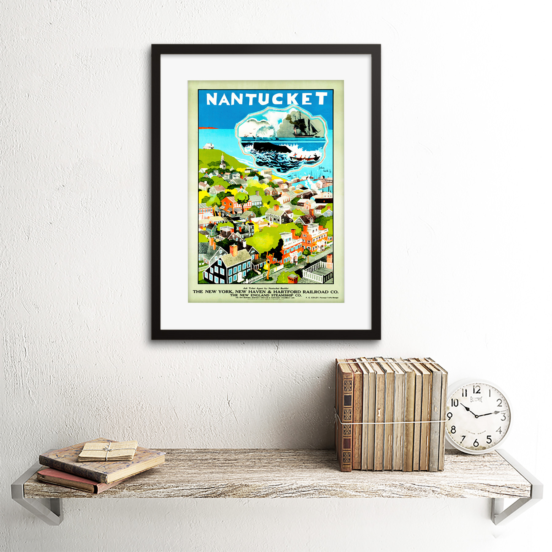 TRAVEL TRANSPORT NANTUCKET NEW ENGLAND RAILWAY TRAIN FRAMED ART PRINT ...