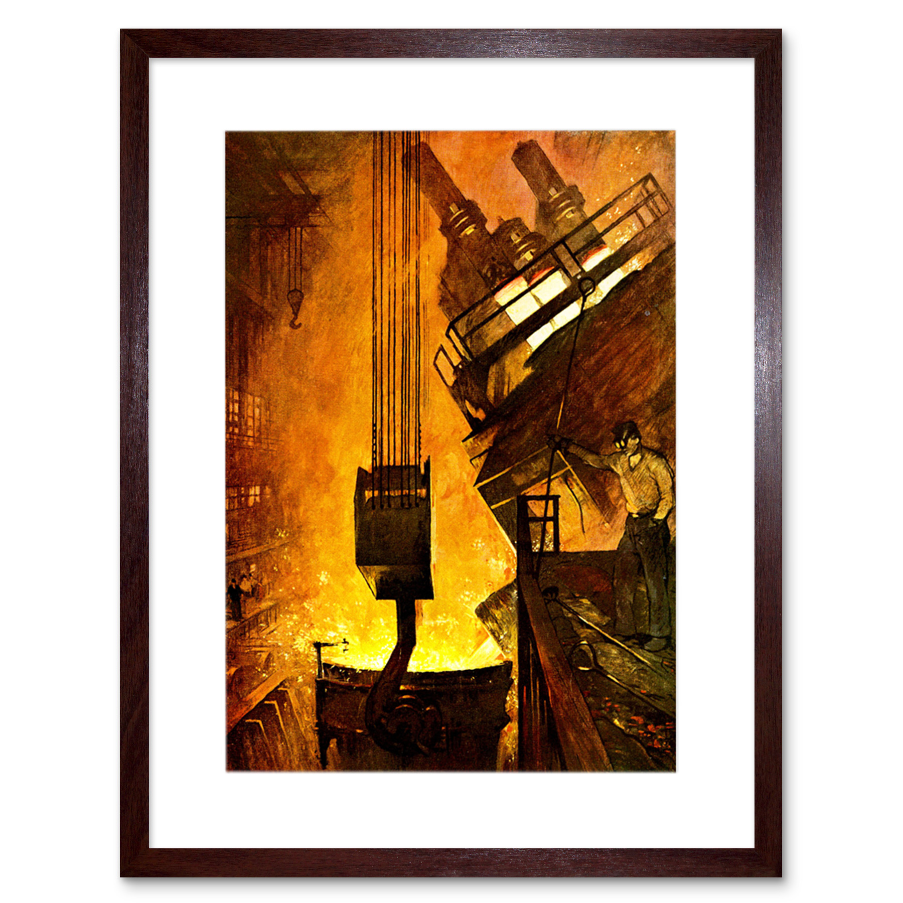 Painting Industrial Scene Foundry Iron Work Framed Wall Art Print | eBay