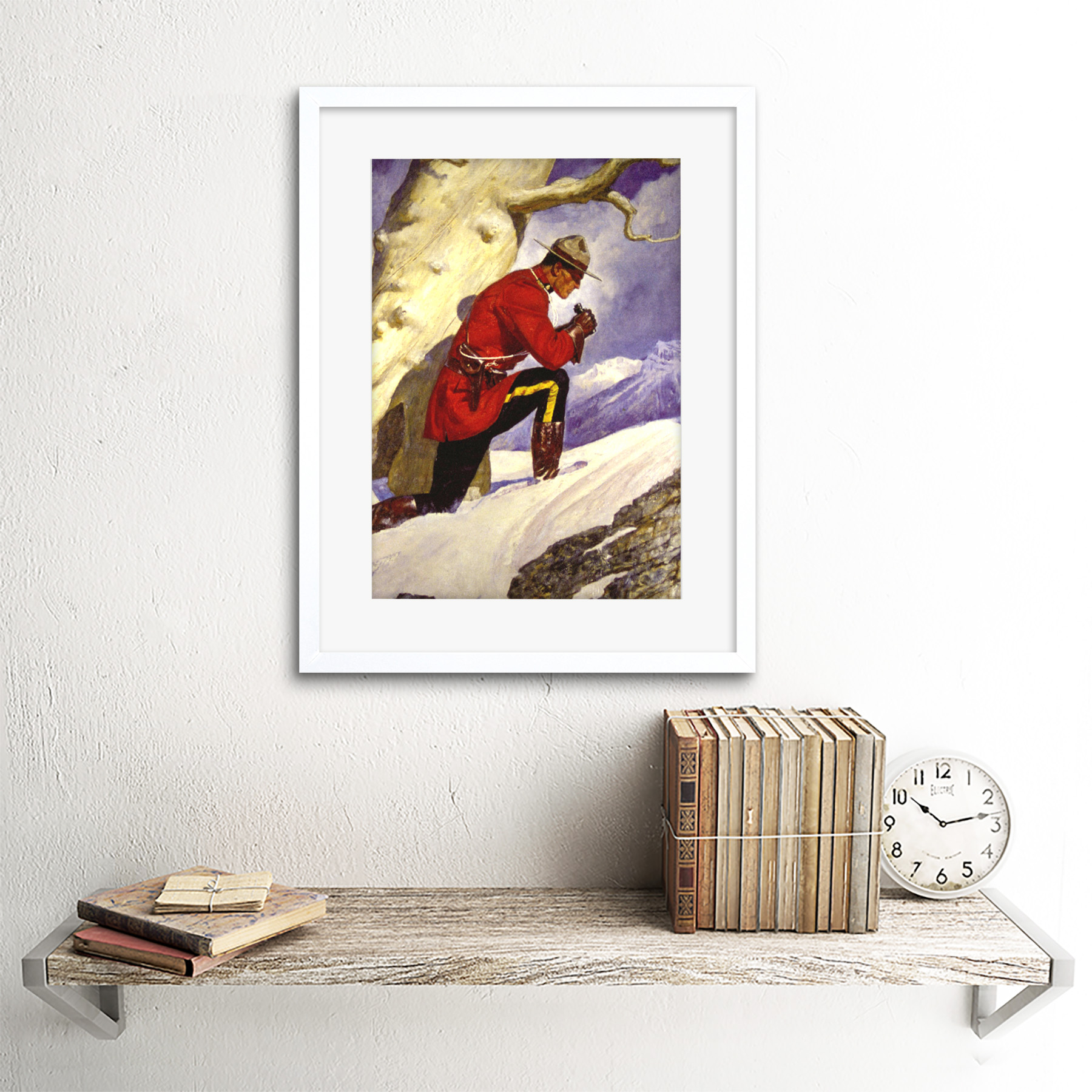 PAINTING MOUNTIE SNOW CLIMB MOUNTAIN CANADA FRIBERG FRAMED ART PRINT ...