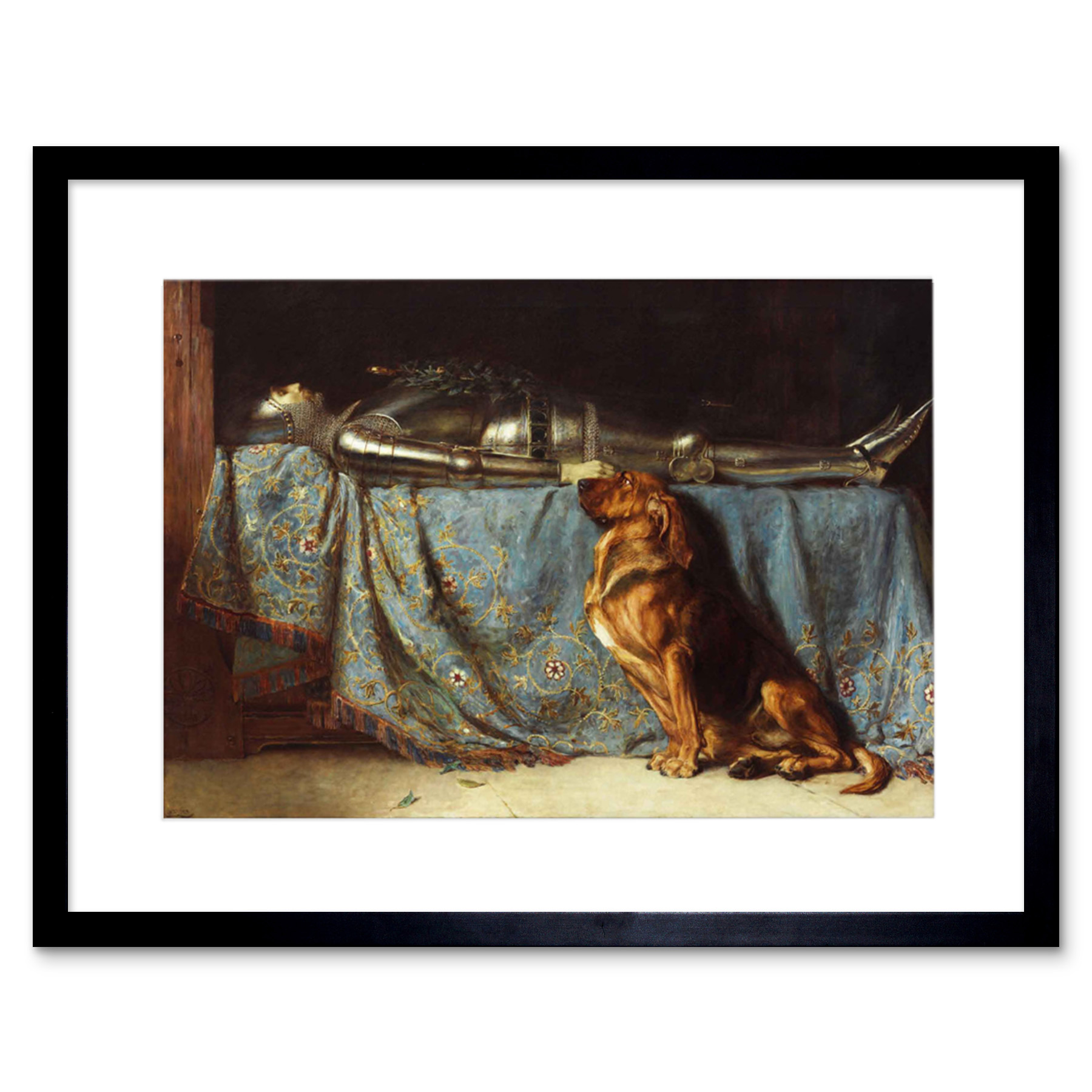 Painting Animal Dog Knight Rest Bloodhound Riviere Framed Wall Art ...