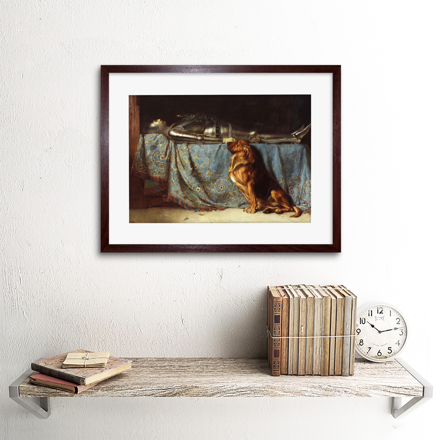 Painting Animal Dog Knight Rest Bloodhound Riviere Framed Wall Art ...