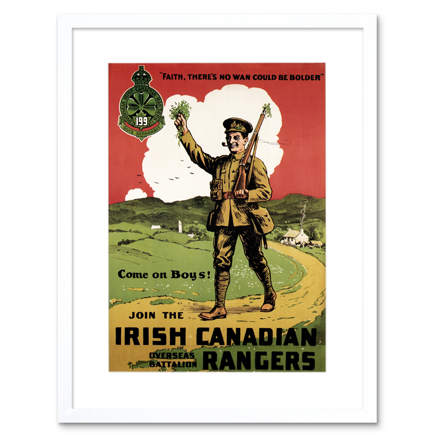 Propaganda War WWI Canada Irish Rangers Soldier Enlist Framed Wall Art ...