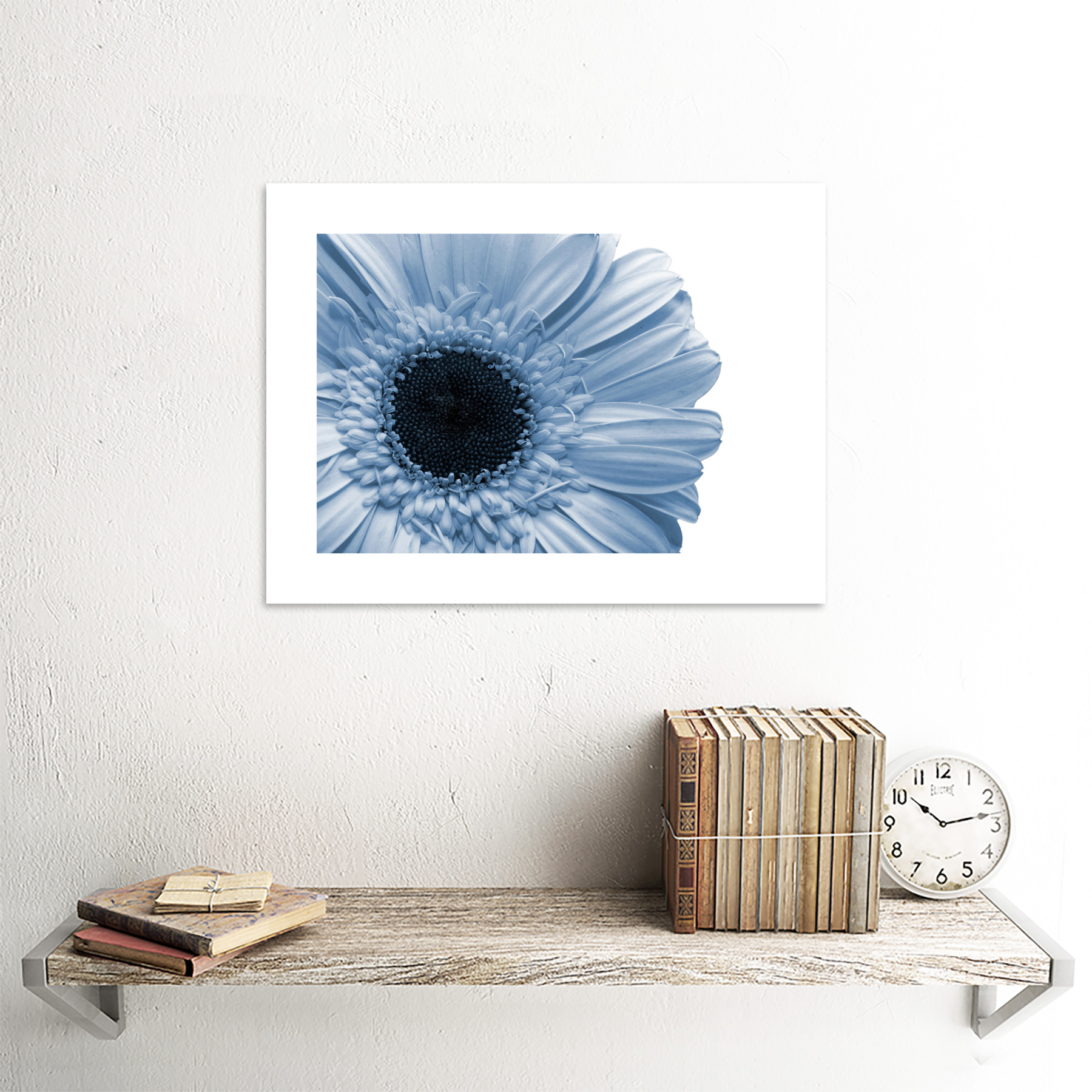 Powder Light Blue Gerbera Flower Art Picture Framed Wall Art Print | eBay