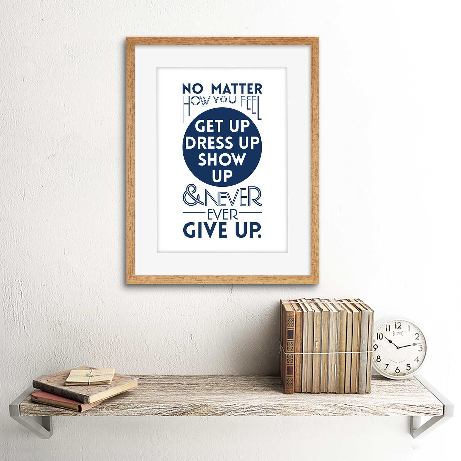 Motivational Get Up Never Give Up Framed Wall Art Print 12x16 Inch | eBay