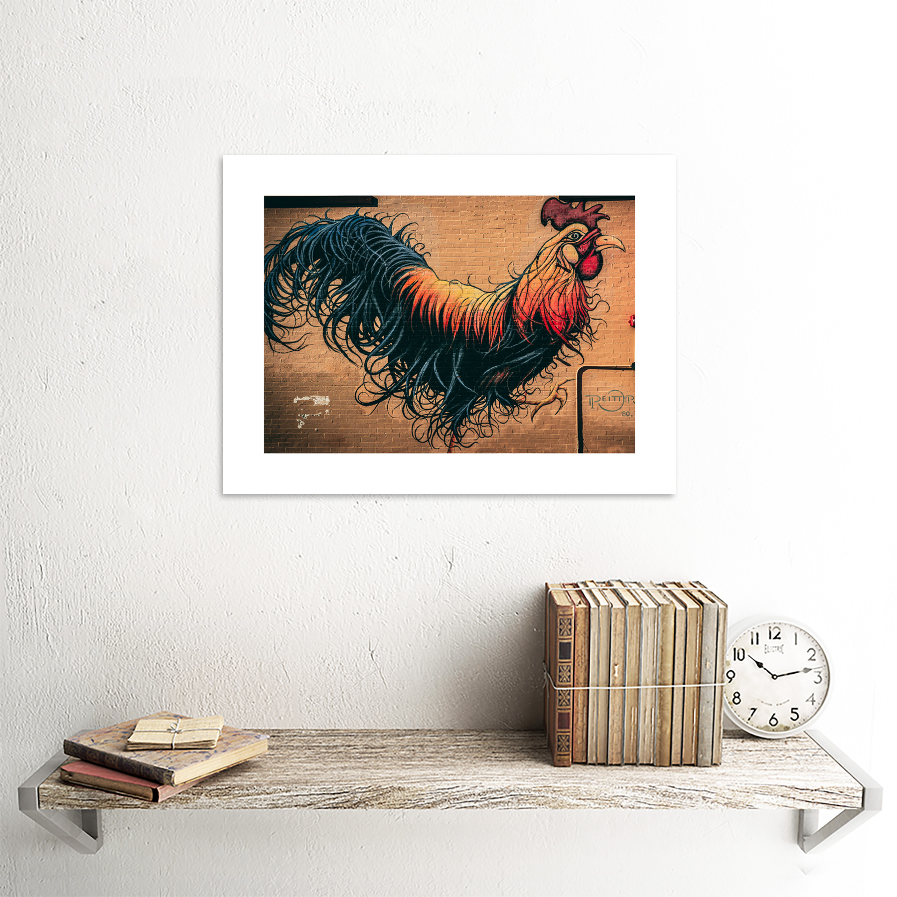 Moran Graffiti Chicken Rooster Wall Street Framed Wall Art Print 12x16 ...