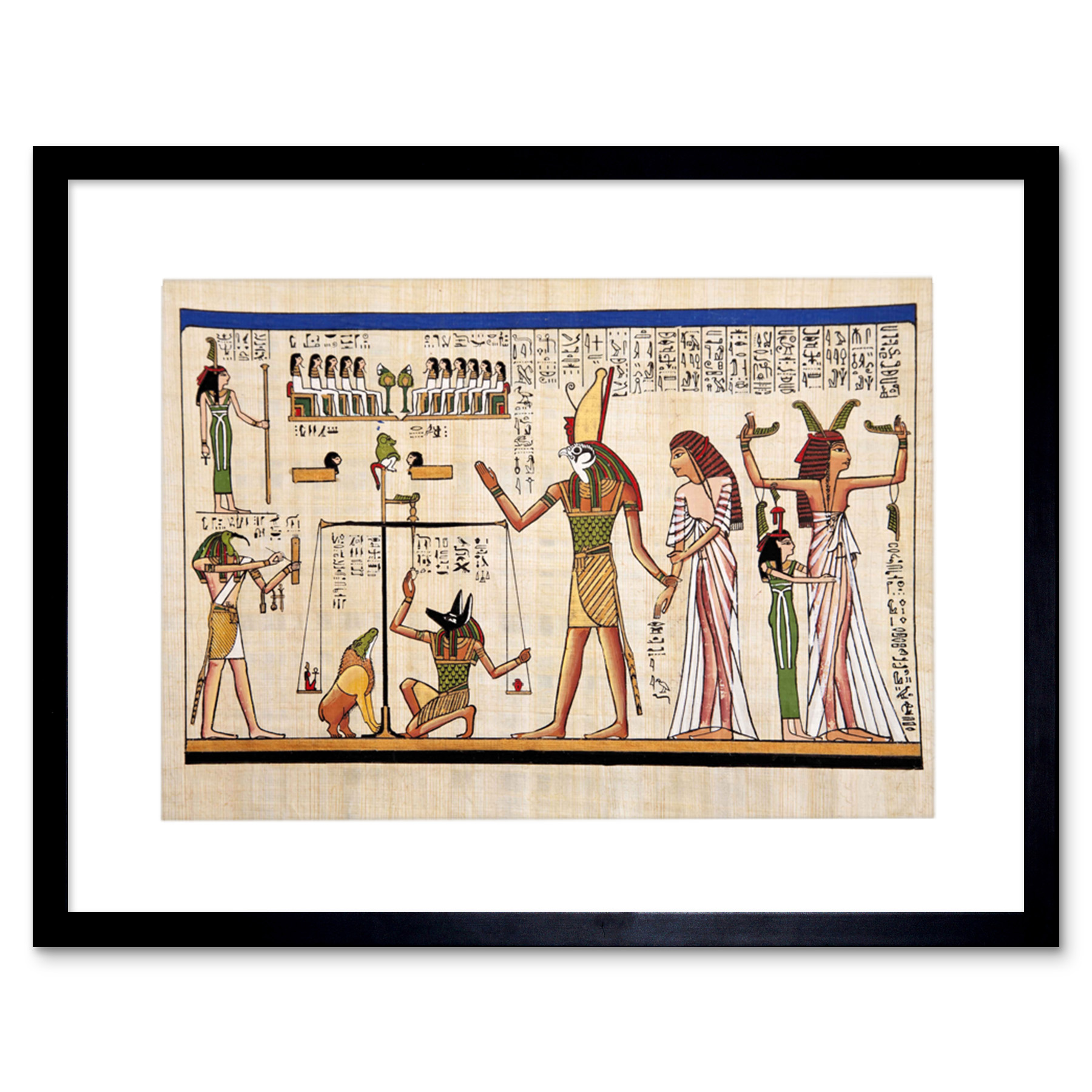 Ancient Egyptian Hieroglyphics Horus Thoth Anubis Mural Framed Art ...