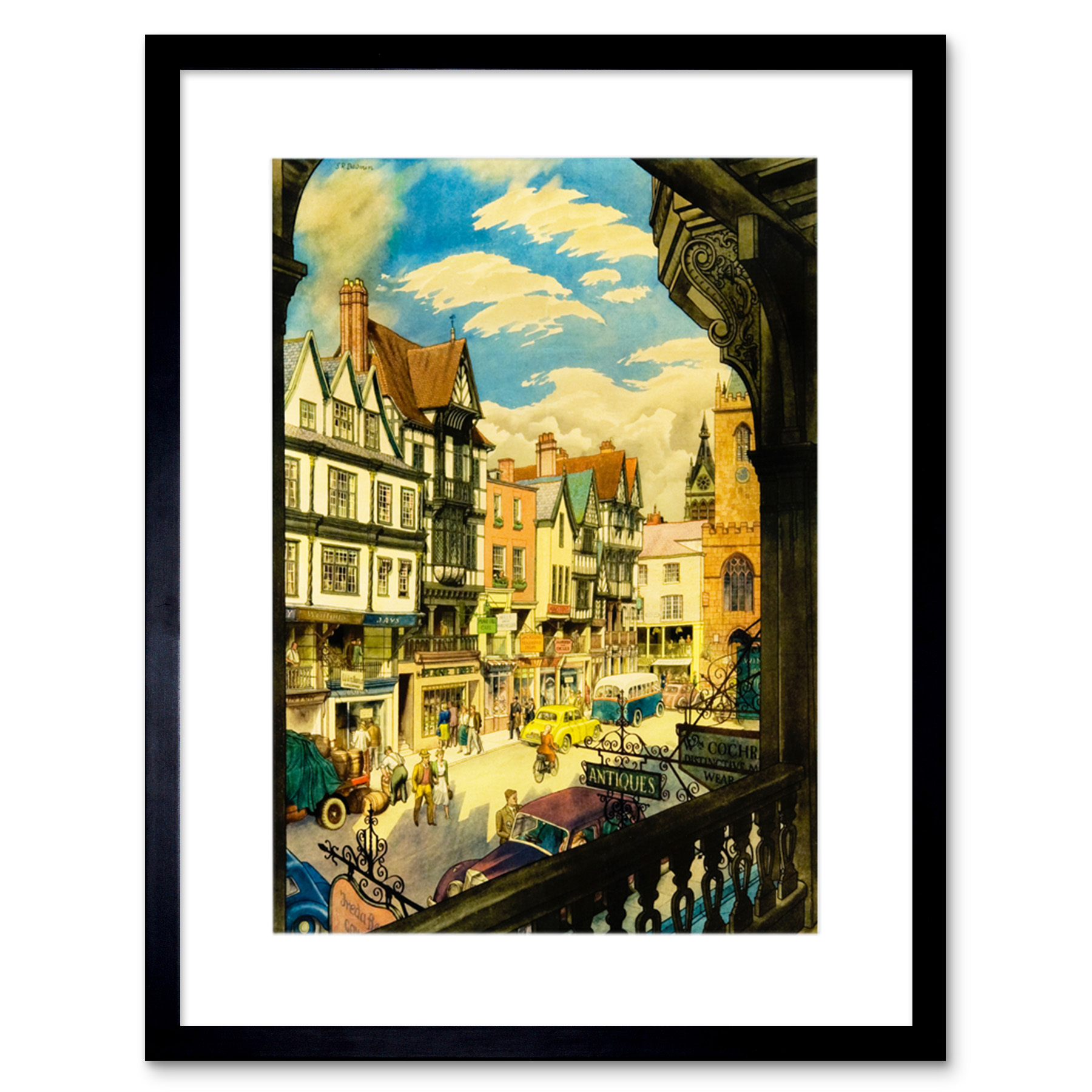 Travel Tourism Chester England UK Bridge Street Rows Rail Framed Print ...