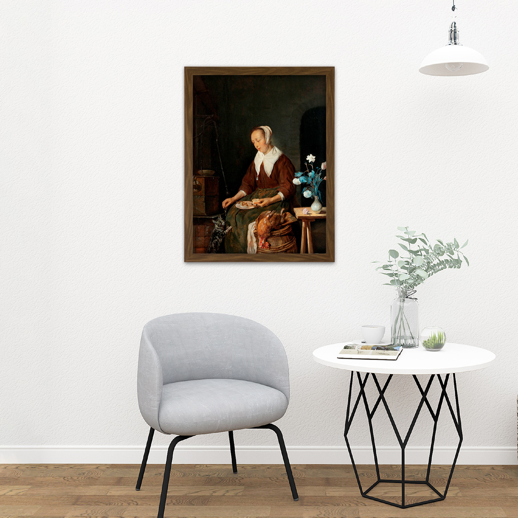 Metsu Woman Eating Known As The Cats Breakfast Framed Wall Art Print ...