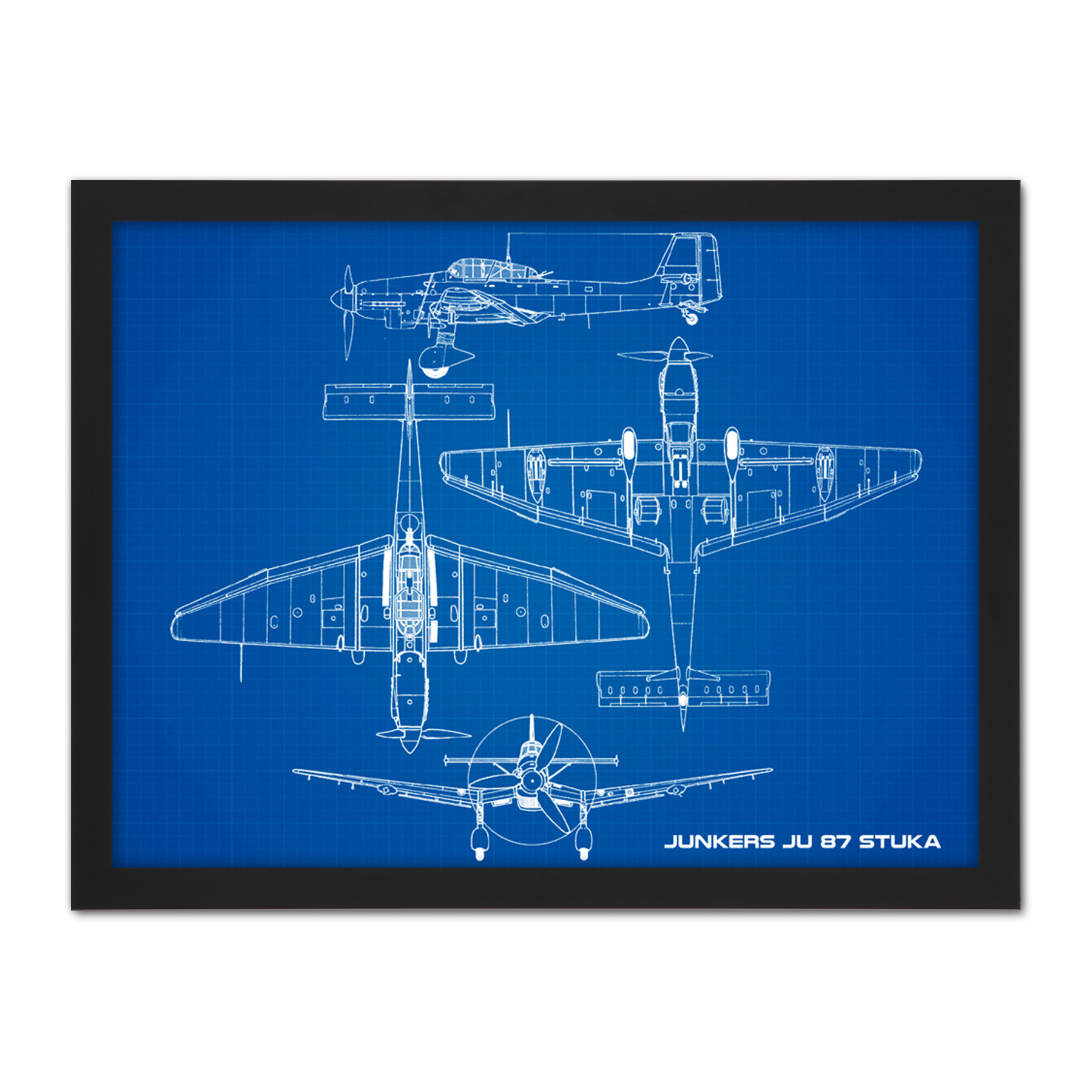 JUNKERS JU 87 Stuka Aircraft Plane Blueprint Plan Framed Wall Art Print ...