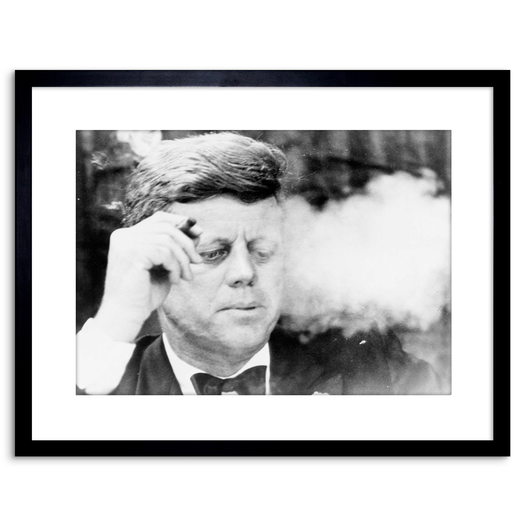 Vintage Photo B&W Jfk Kennedy Smoking Cigar Framed Art Print 9x7 Inch ...