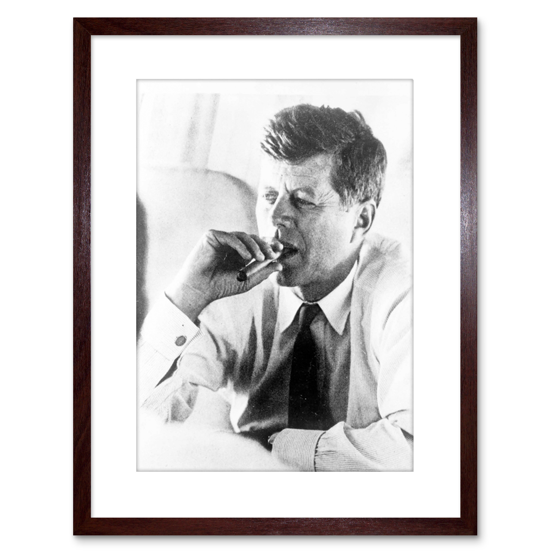 Photo President John Kennedy Smoke Cigar Jfk Framed Art Print 9x7 Inch ...