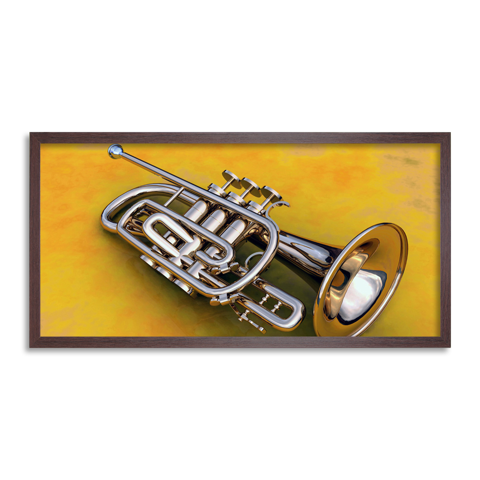 Trumpet Music Instrument Brass Long Panel Framed Wall Art Print 12x25 ...