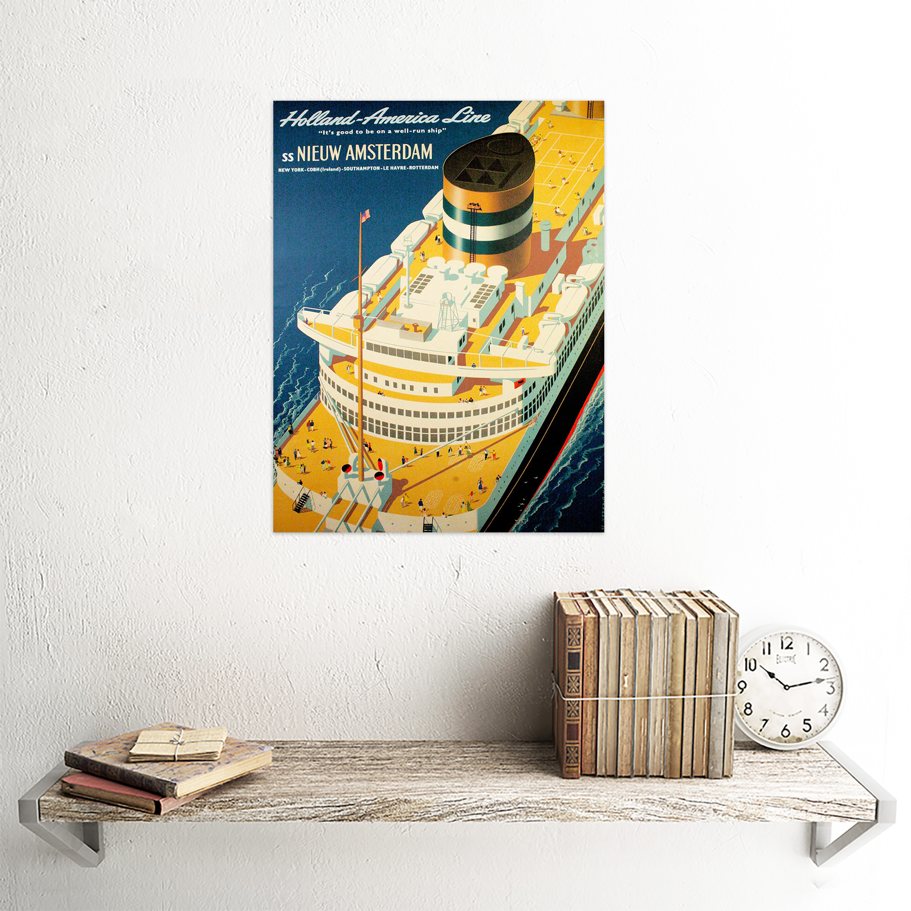 Travel Holland America Ocean Liner Ship Funnel Deck Netherland Usa ...