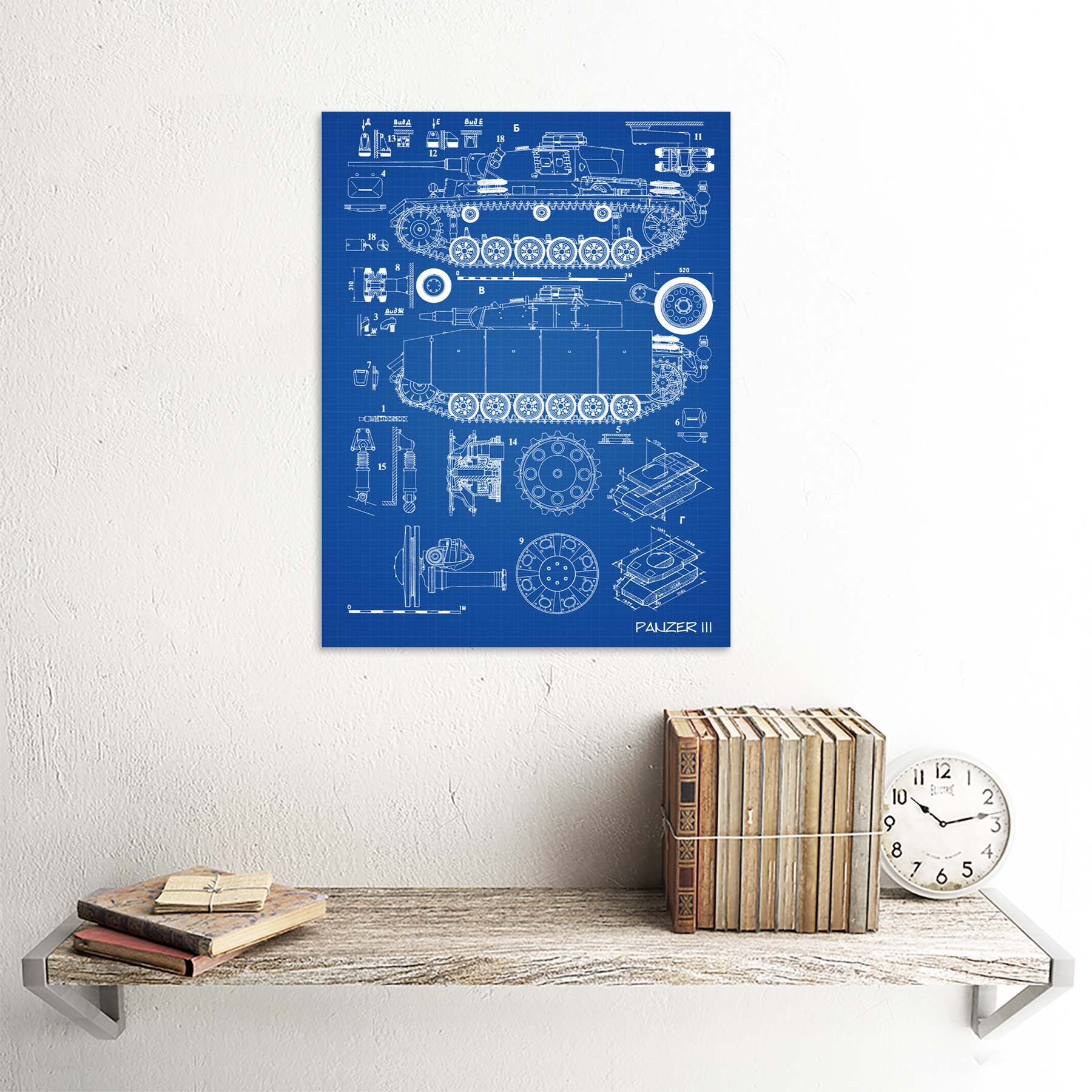 PANZER III 3 German Medium Tank Blueprint Plan Canvas Wall Art Print ...