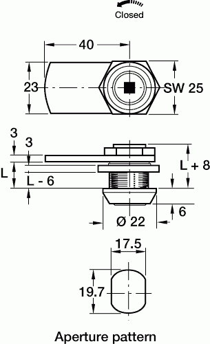 Cam lock for square profile 32.5mm Dir.1 - Daro UK Ltd