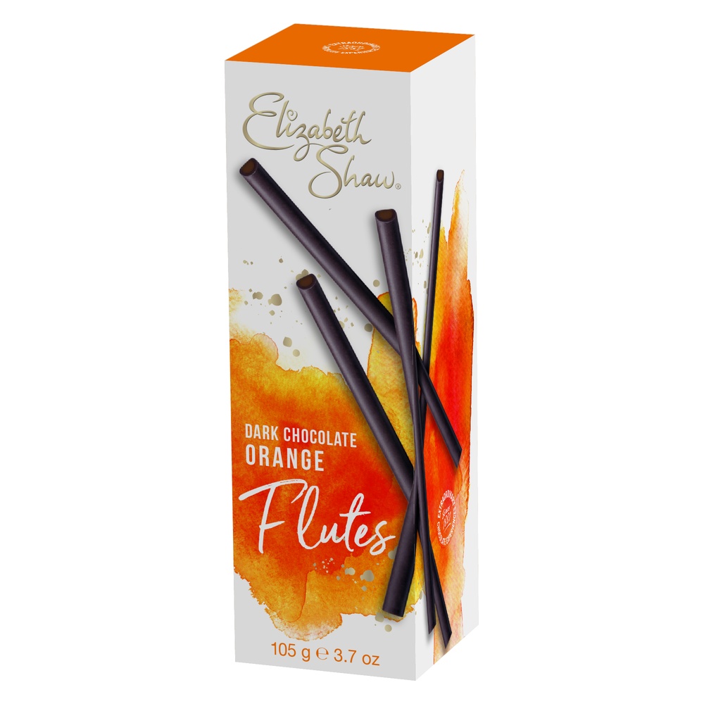 ELIZABETH SHAW FLUTES DARK CHOCOLATE ORANGE 105G - Brand Factory Ltd