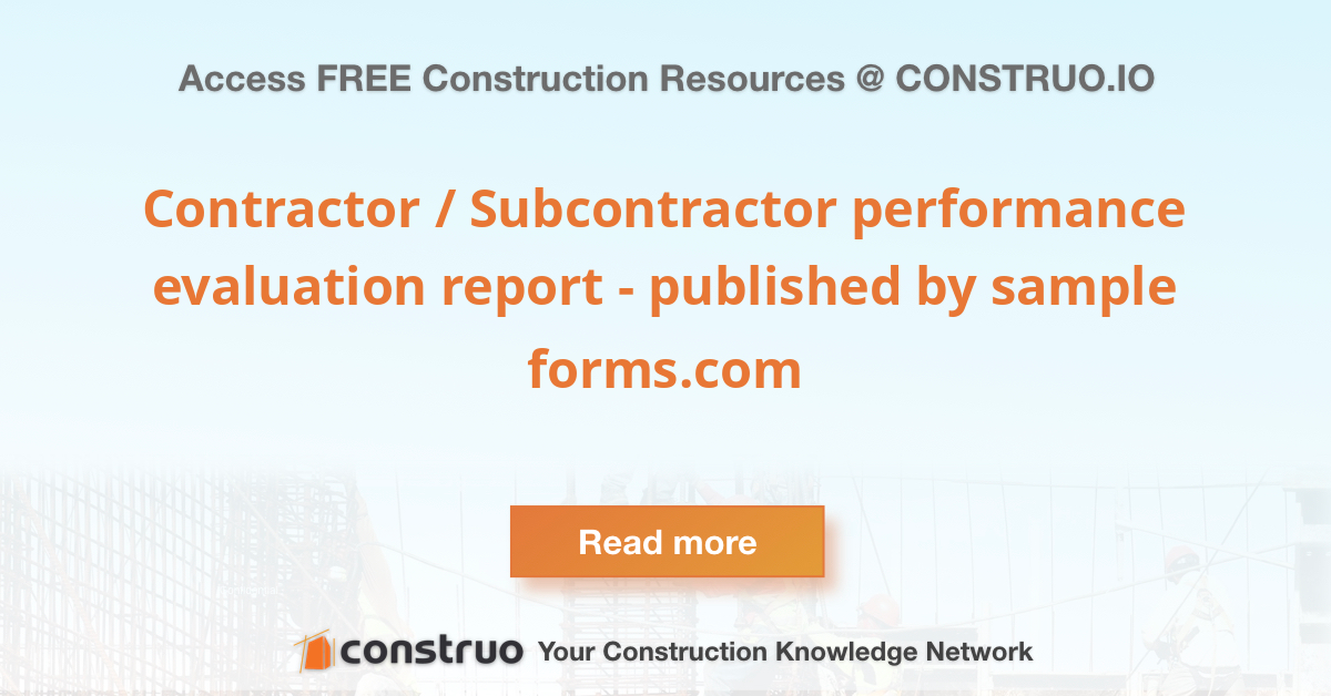 Contractor / Subcontractor performance evaluation report - published by ...