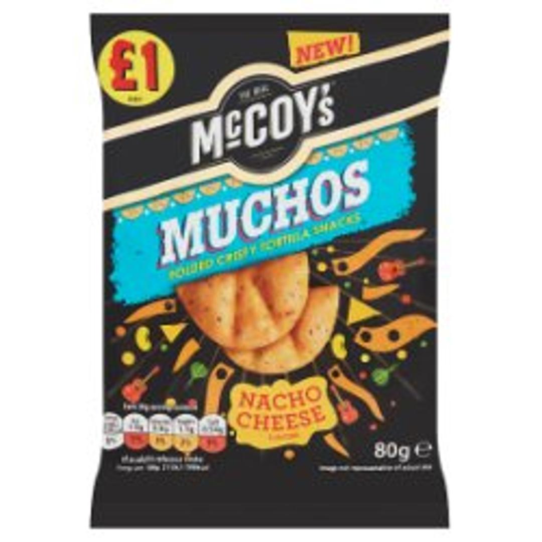 McCoy's Muchos Folded Crispy Tortilla Snacks Nacho Cheese Flavour ...