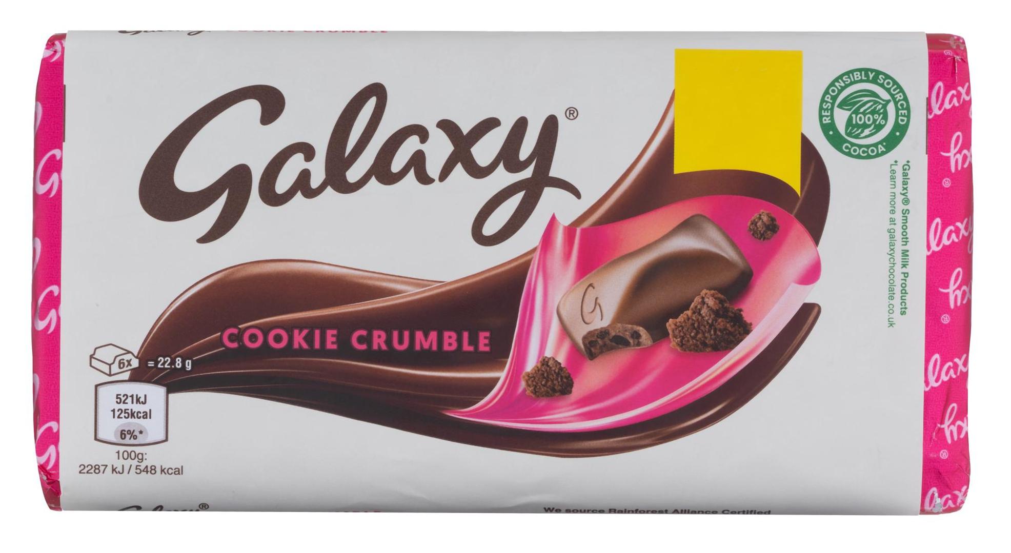 Galaxy Cookie Crumble Milk Chocolate Block Bar Hardings Devo