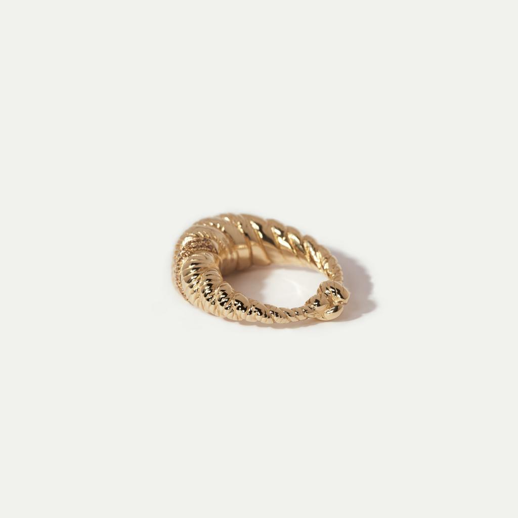Yellow Gold Rope Ring Pavé - Hannah Martin