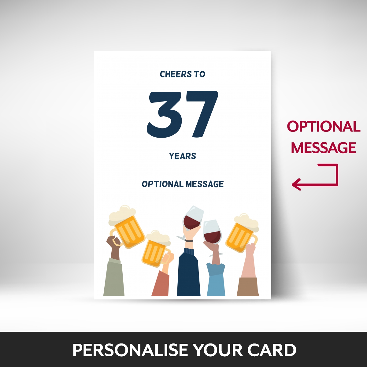 Fun 37th Birthday Card - Cheers to 37 Years!