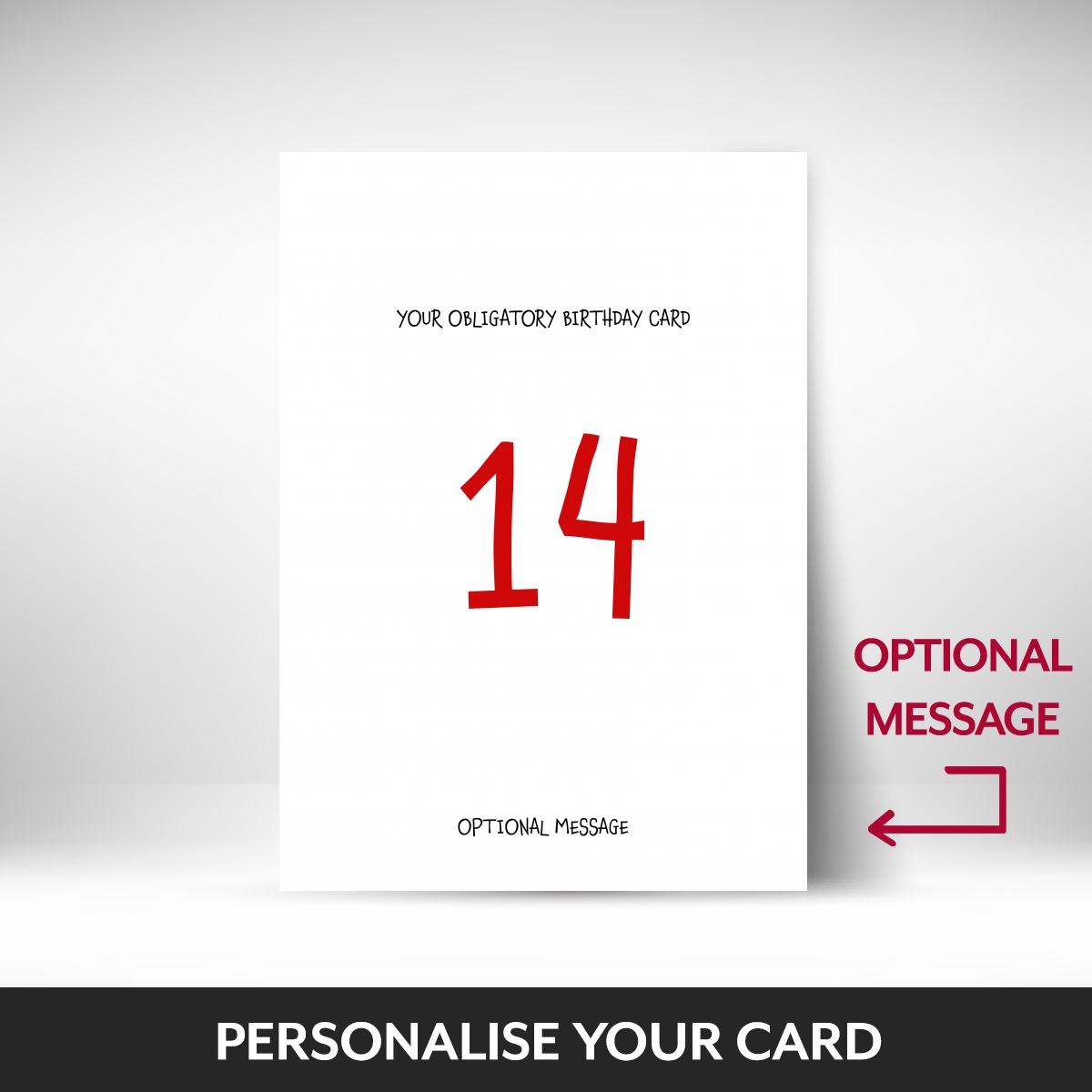 Obligatory 14th Birthday Card - Minimalist 14 Years!