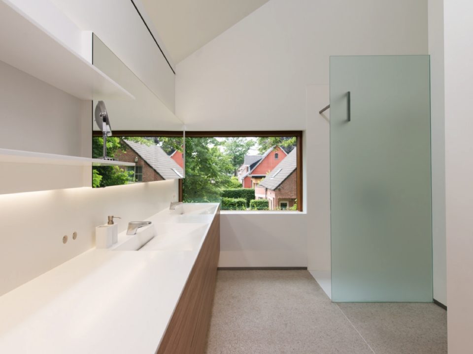 Modern square farmhouse with Dress Wall