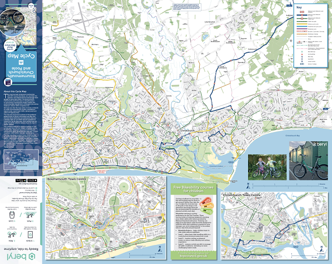 Cycle Map: Bournemouth, Christchurch & Poole (BCP Council) by FourPoint Mapping