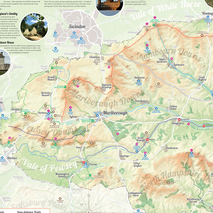 Tourist Map: Discover the N Wessex Downs AONB by FourPoint Mapping