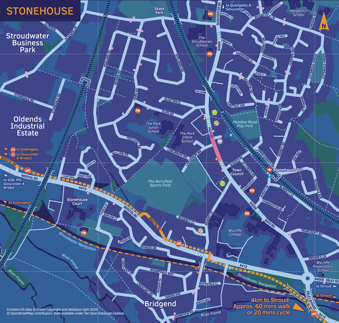 Stroud Active Travel Map by FourPoint Mapping