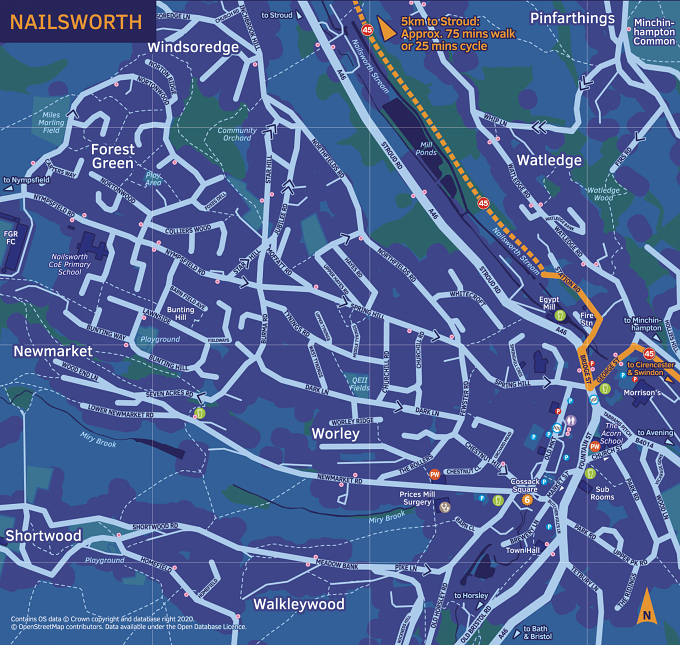 Stroud Active Travel Map by FourPoint Mapping