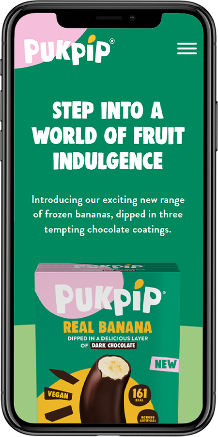 Playful and custom build for healthy snack business, Pukpip by Serene ...