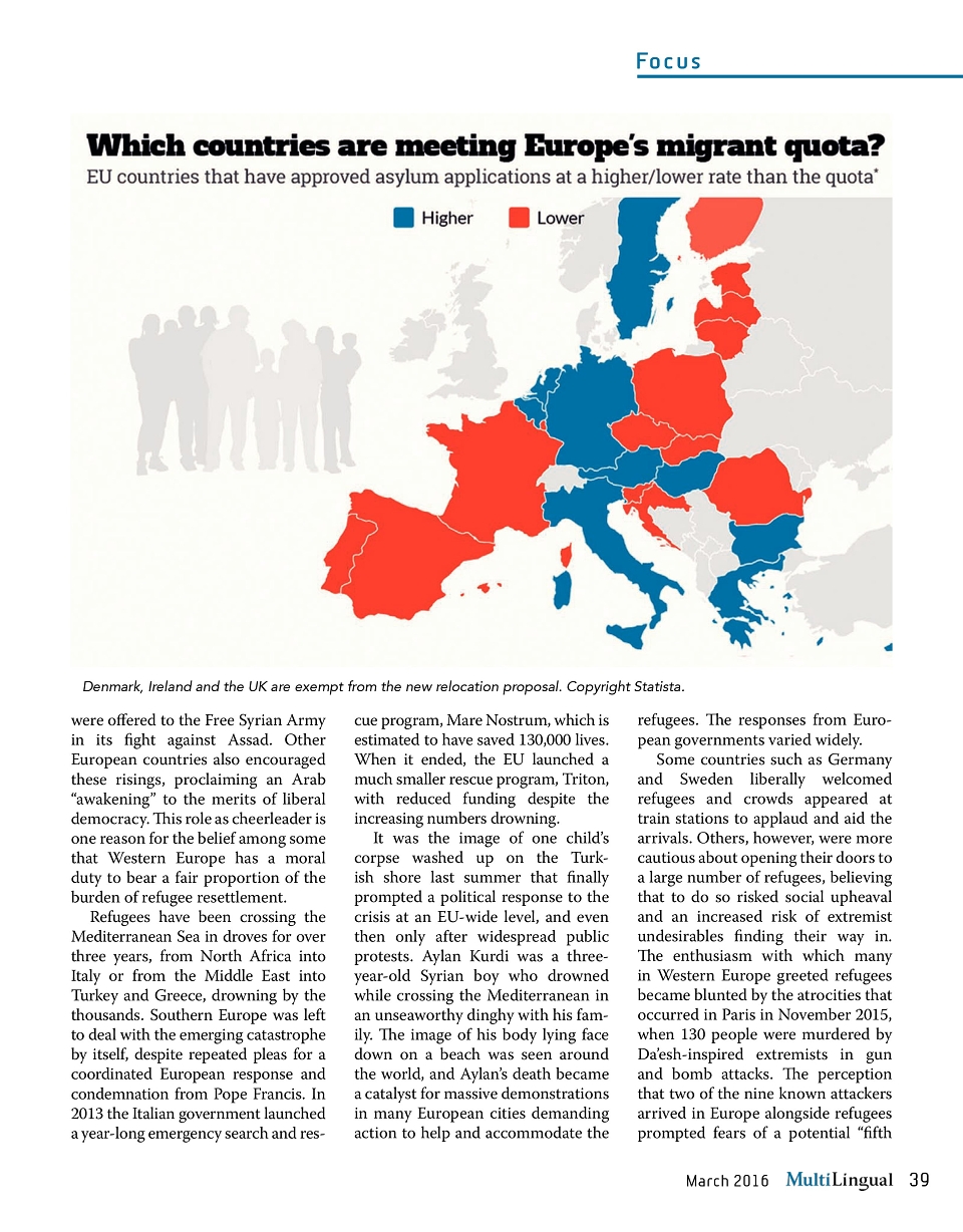 Feature writer for Multilingual magazine article, "The Refugee Crisis ...