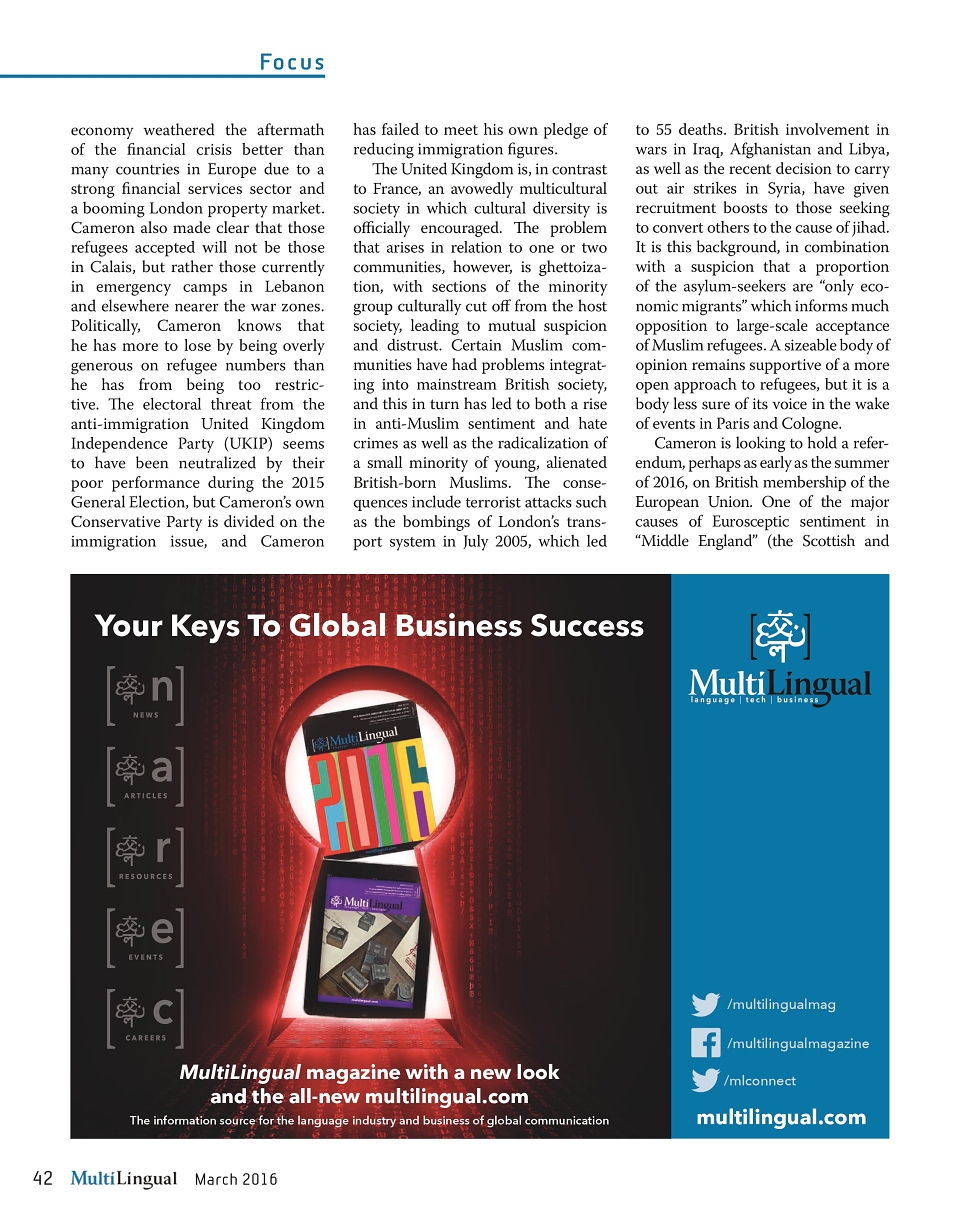 Feature writer for Multilingual magazine article, "The Refugee Crisis ...