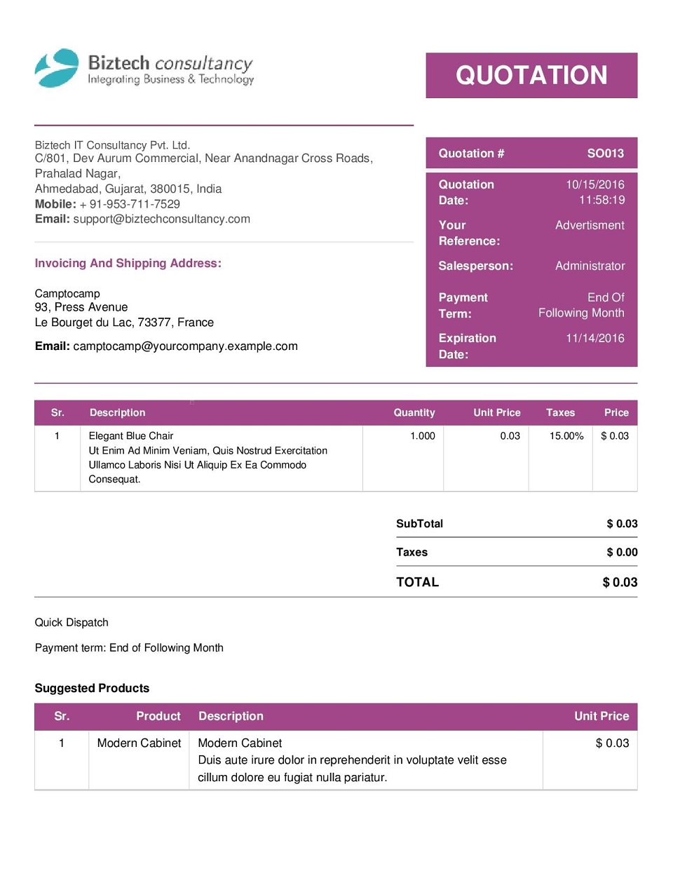 Odoo Clever Multiple Sales Order & Quotation Templates App by Maulik Shah