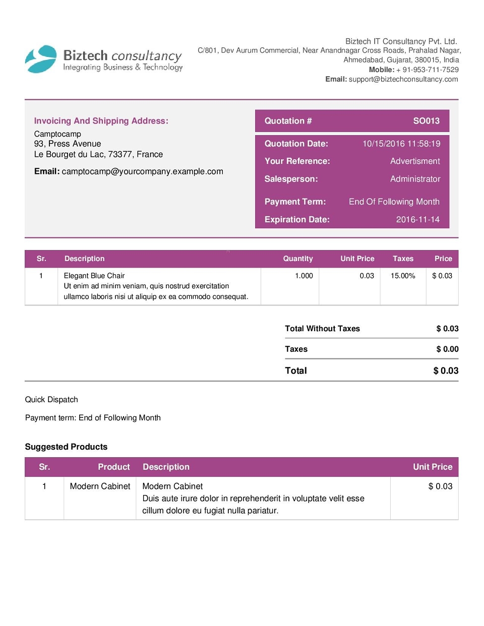Odoo Clever Multiple Sales Order & Quotation Templates App by Maulik Shah
