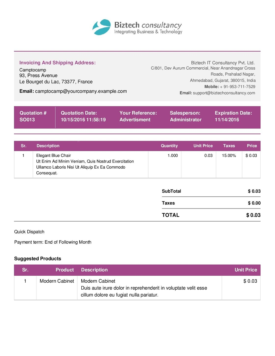 Odoo Clever Multiple Sales Order & Quotation Templates App by Maulik Shah