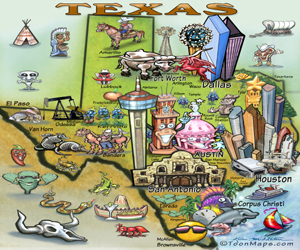 Texas Fun Map by Kevin Middleton