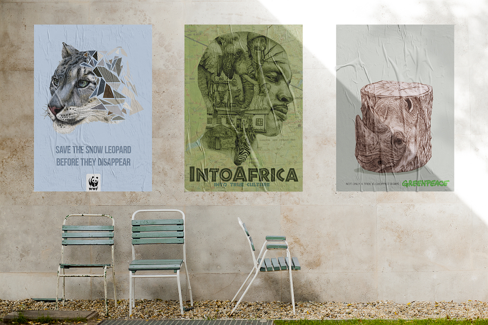 Non-profit Poster Designs by Emma Bevan for WWF, Greenpeace & IntoAfrica