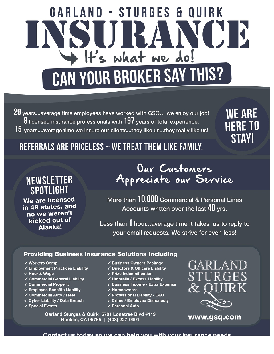Insurance Company Flyer Design by Coldbrew Creative for GSQ, Inc.
