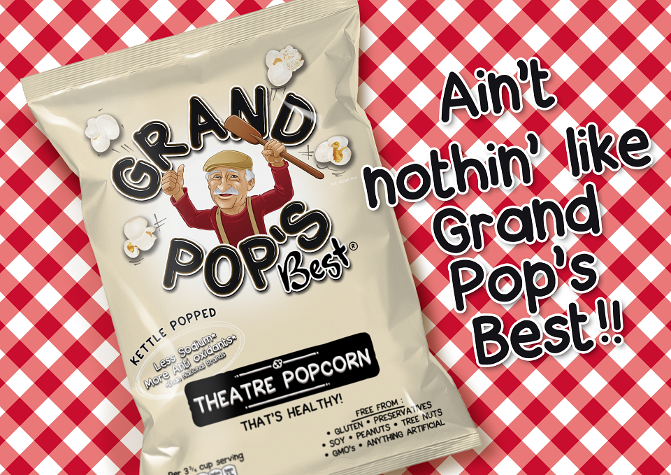 Grand Pop's Best popcorn packaging rebrand by Glen for Grand Pop's Best ...