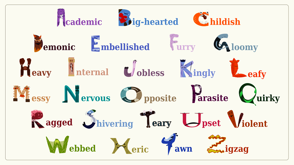 Alphabet Adjectives by Harshita Ilango