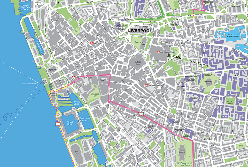 In-store wall map displays by FourPoint Mapping for Cycle Republic
