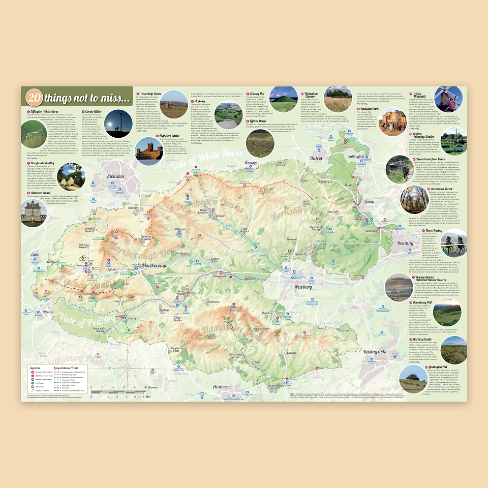 Tourist Map: Discover the N Wessex Downs AONB by FourPoint Mapping