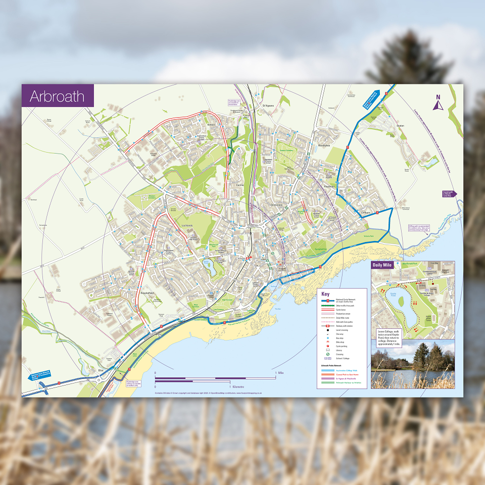 Arbroath Active Travel Map by FourPoint Mapping