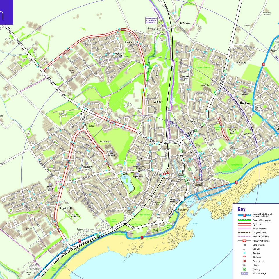 Arbroath Active Travel Map by FourPoint Mapping