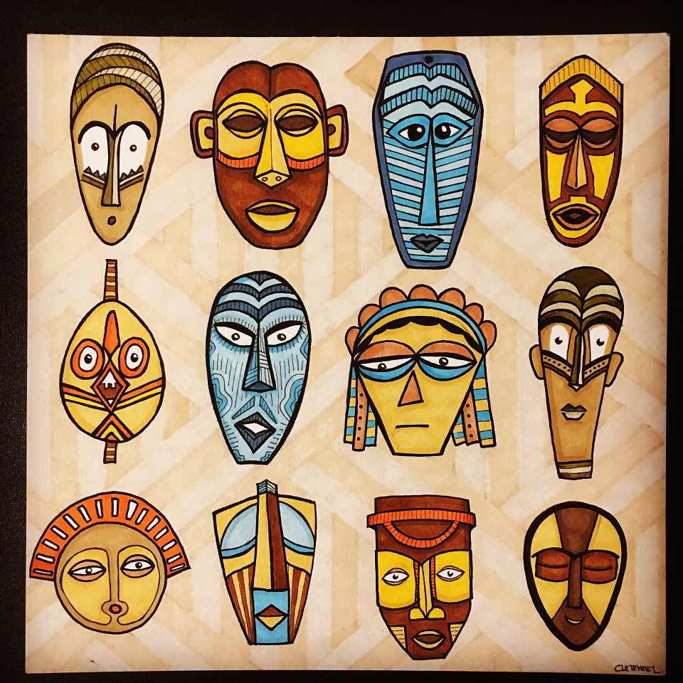 African masks pattern by Cristina Clementel