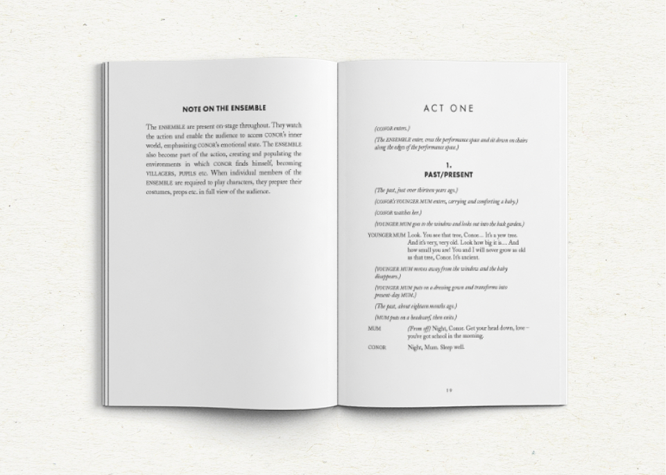 A Monster Calls playscript by Anna Robinette for Walker Books