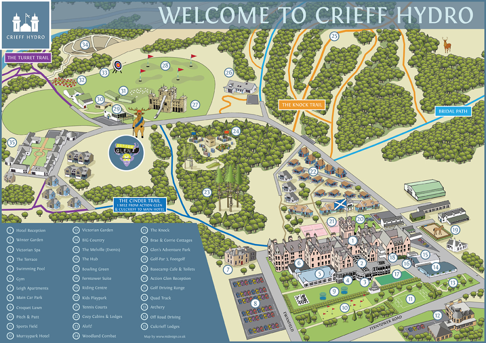 Crieff Hydro Visitor Maps by Neil Thomson for Crieff Hydro Group of Hotels