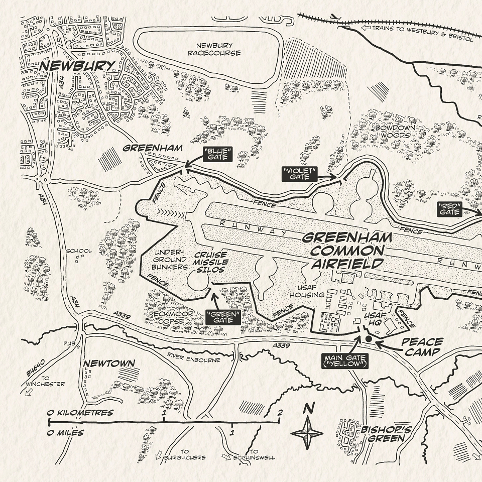 Hand-drawn Greenham Common Map by FourPoint Mapping